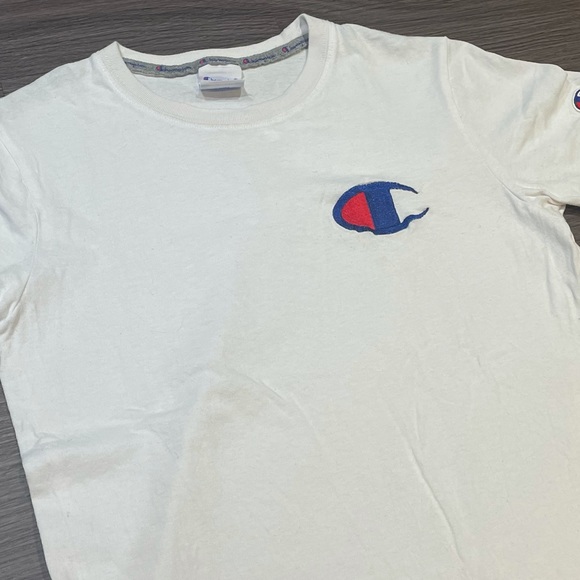 Champion | Tops | White Large Embroidered Logo Champion Tshirt | Poshmark